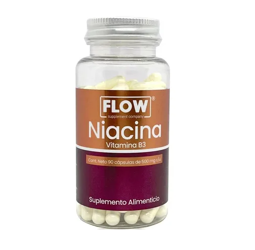 Niacina Vitamina B3 90 Cápsulas De 500 Mg Flow Niacinamida