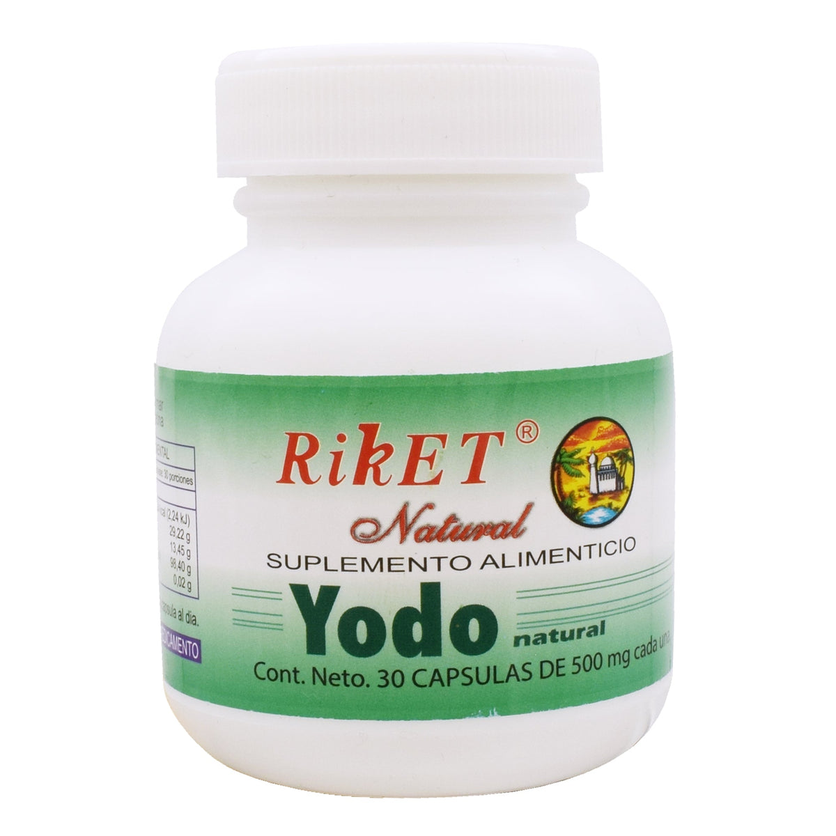 Yodo Natural 30 Cápsulas De 500 Mg Riket Natural
