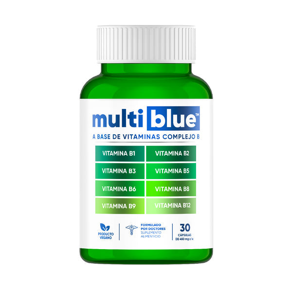 Complejo B Vitamina B1 B2 B3 B5 B6 B9 B12 30 Caps Multiblue